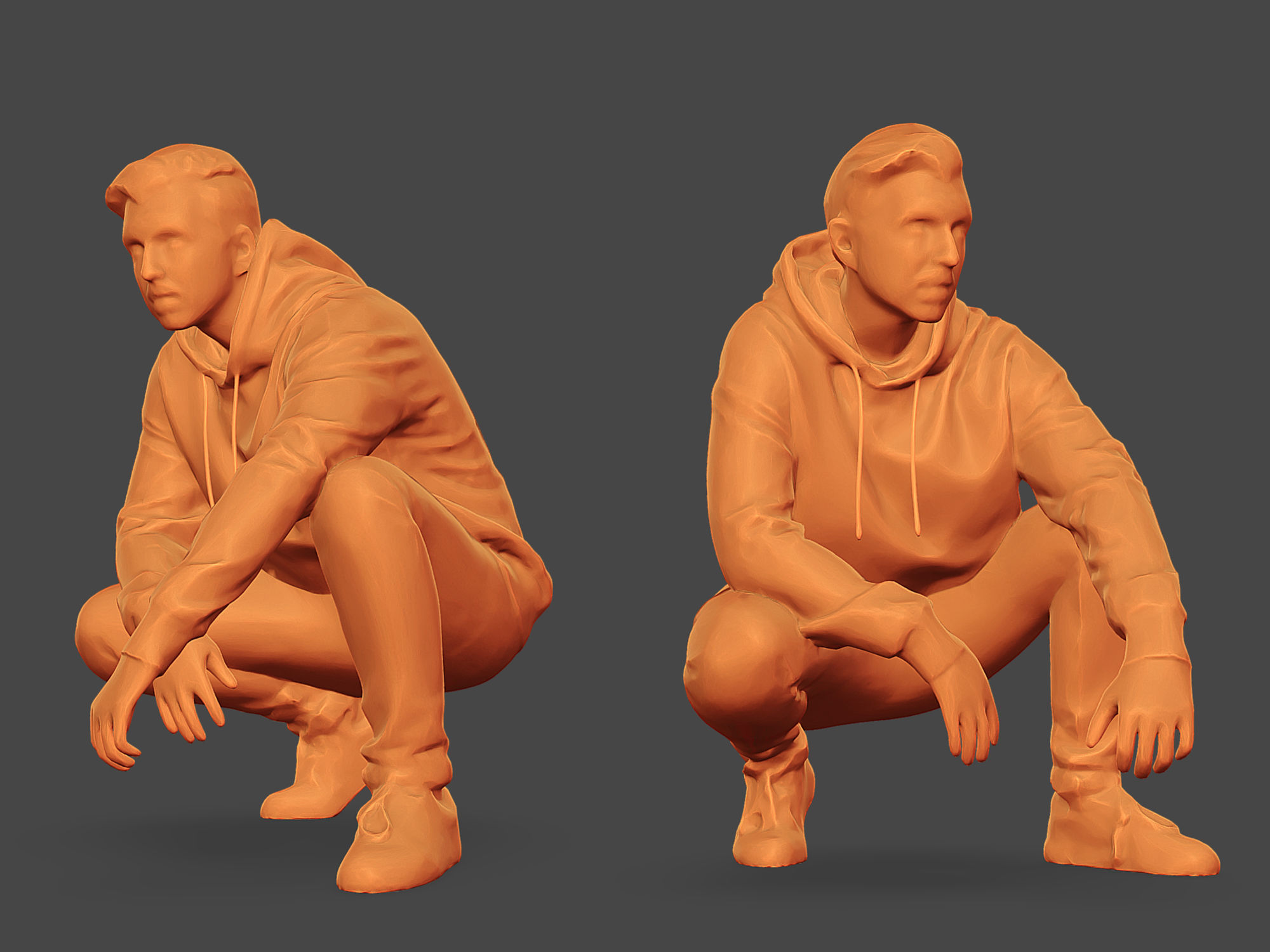 Guy Squatting 3D model | CGTrader