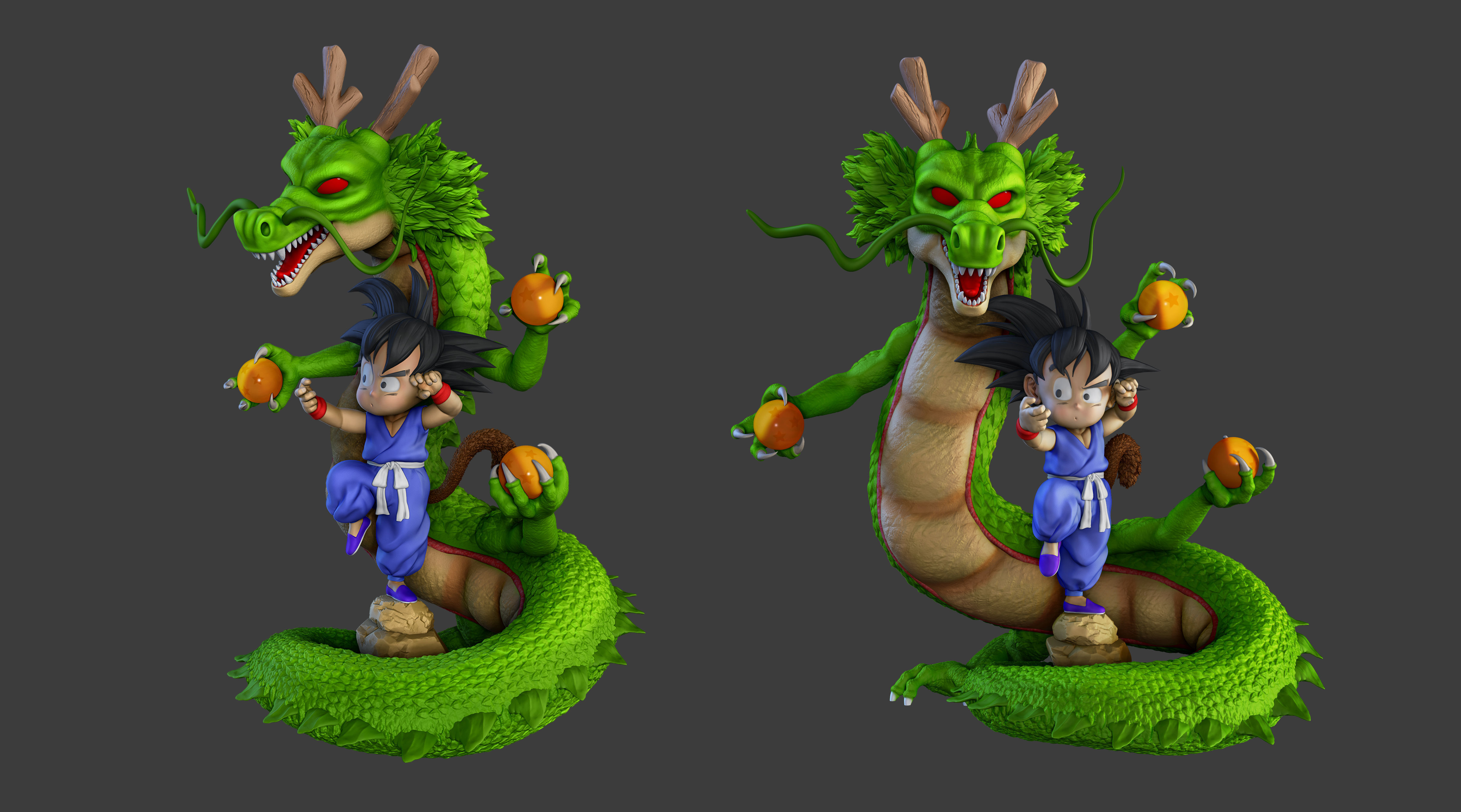 Shenlong and Son Goku 3D model 3D printable | CGTrader