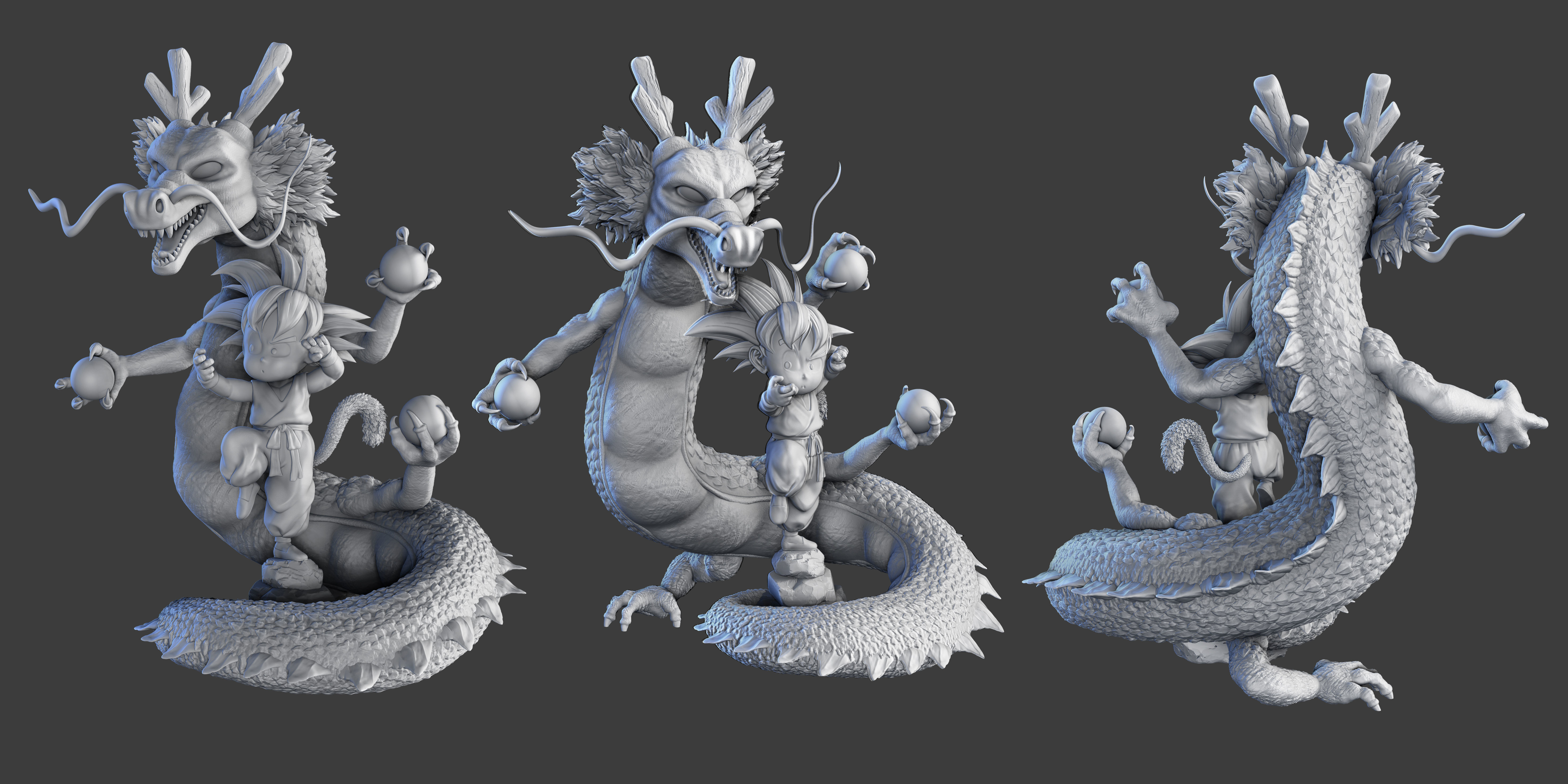 Shenlong and Son Goku 3D model 3D printable | CGTrader