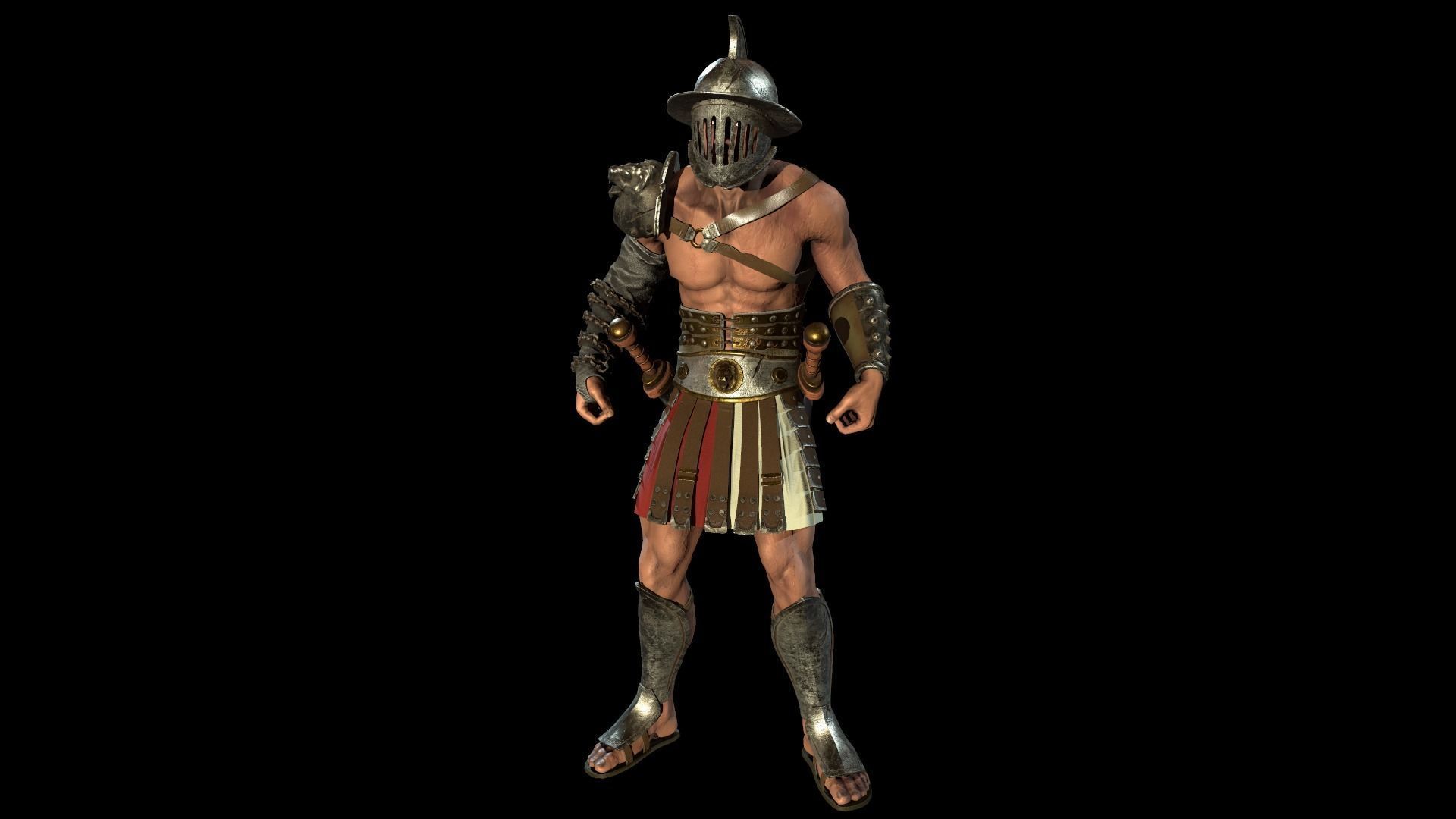 3D model Low-poly Gladiators pack VR / AR / low-poly rigged animated ...