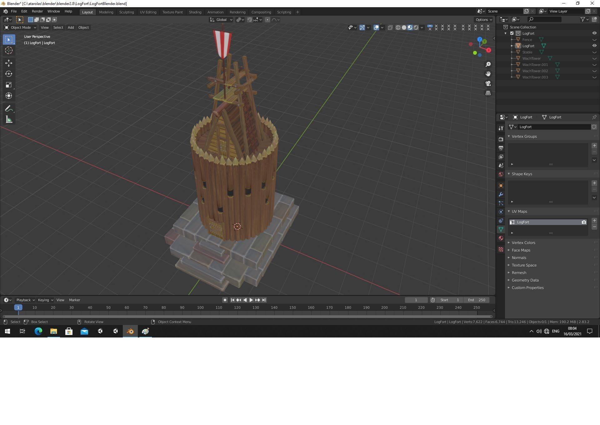 3D model Log Fort VR / AR / low-poly | CGTrader