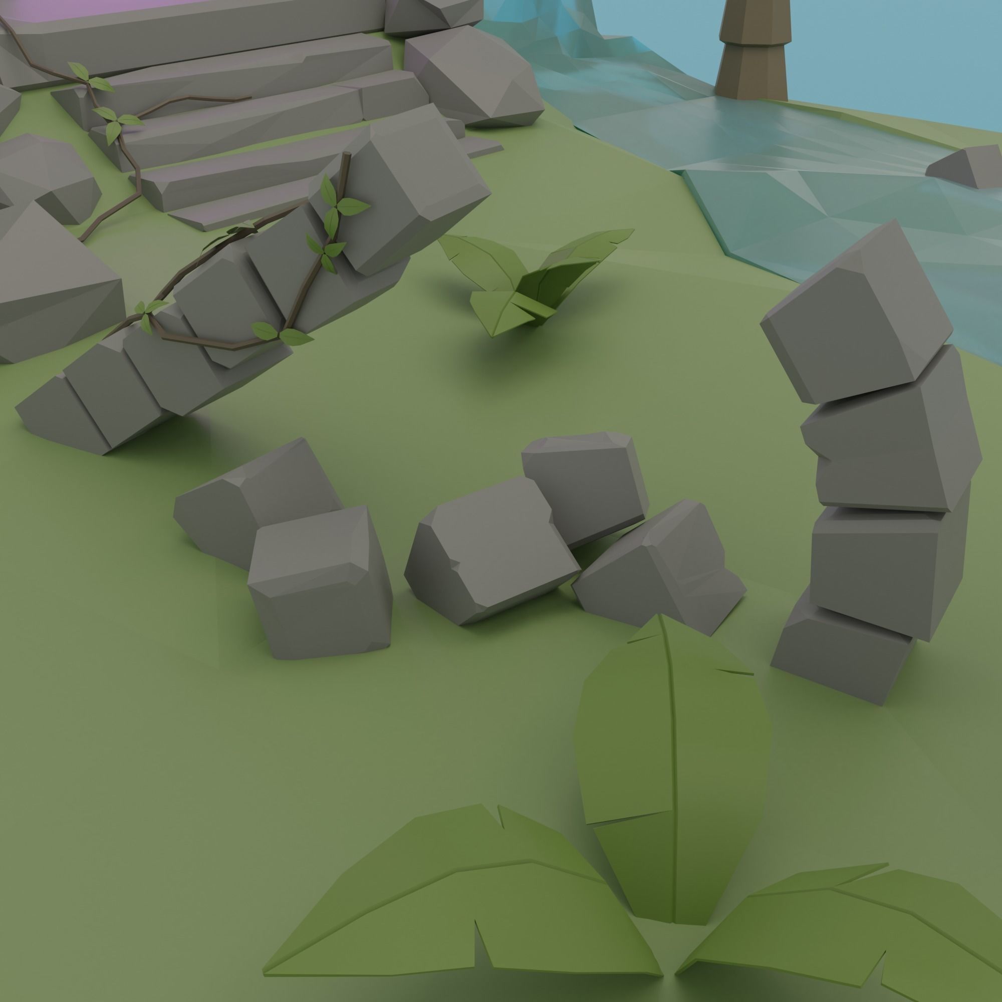 3D model Floating island VR / AR / low-poly | CGTrader