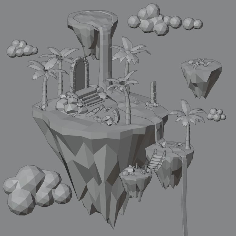 3D model Floating island VR / AR / low-poly | CGTrader