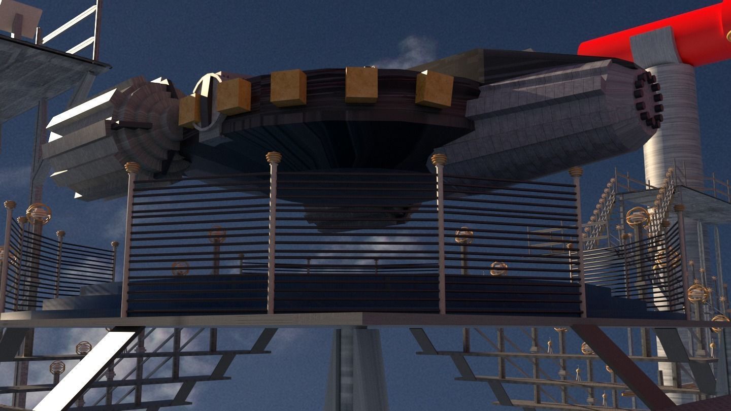 Sci-Fi Cosmic Station Spaceship Landing Base Facility 3D model | CGTrader