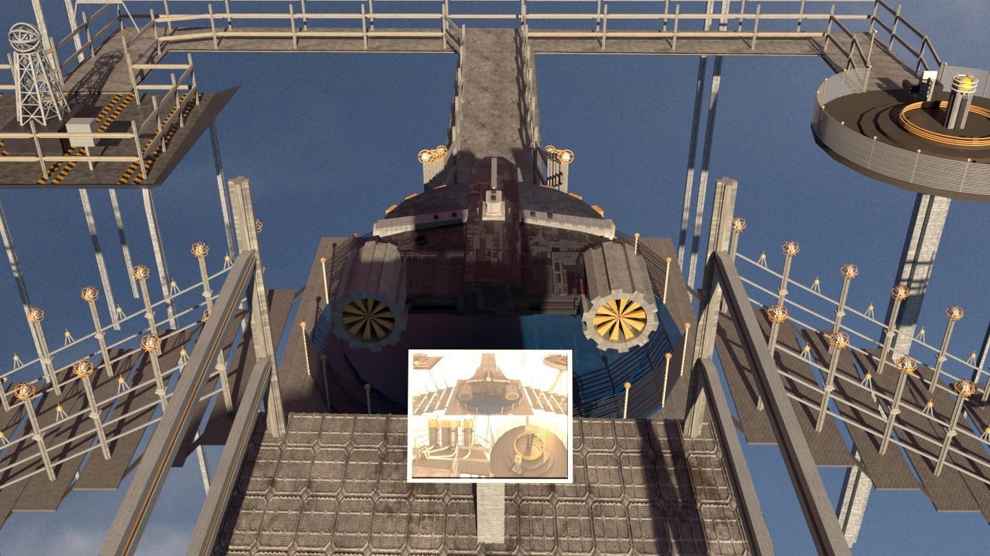 Sci-Fi Cosmic Station Spaceship Landing Base Facility 3D model | CGTrader