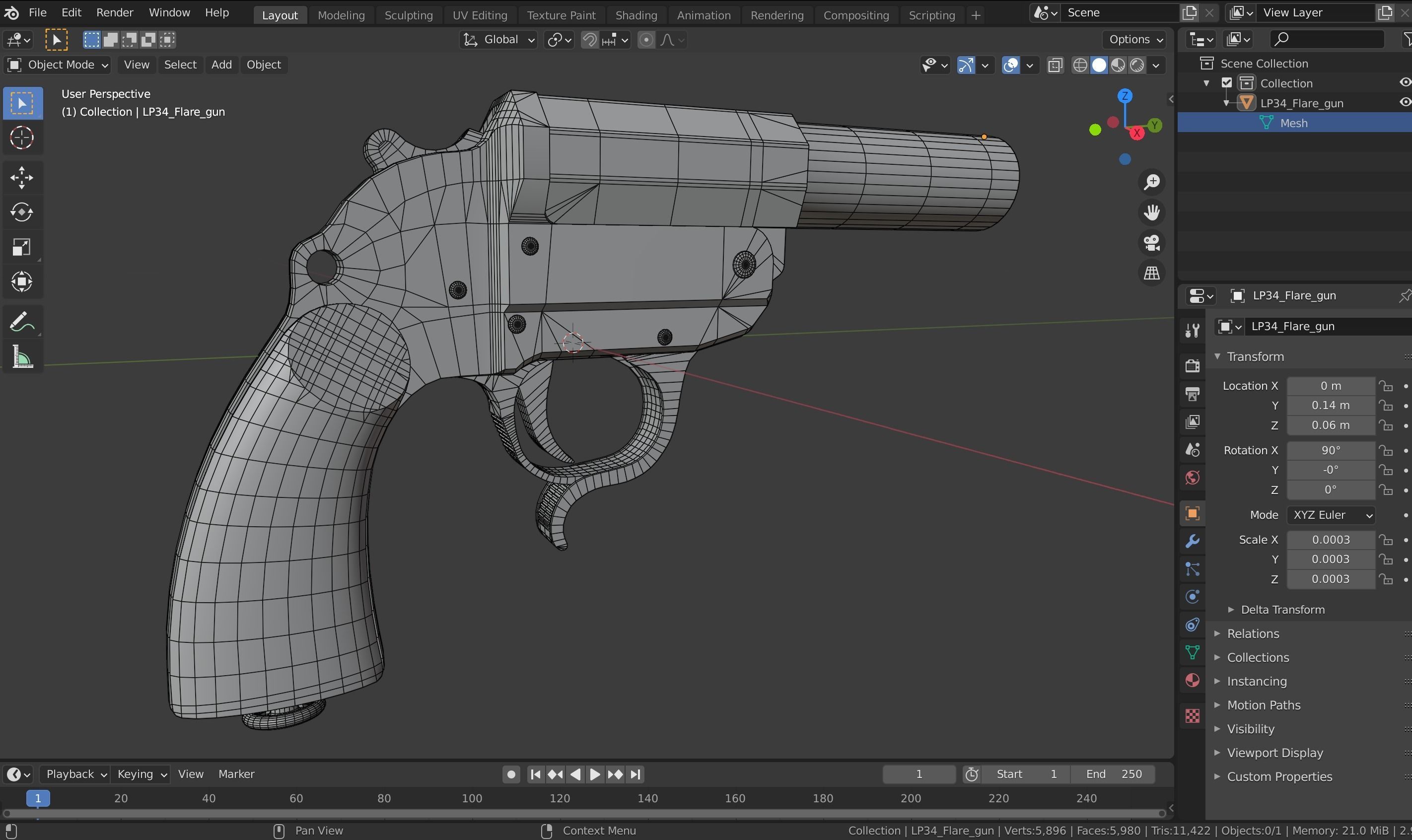 3D model LP34 Flare gun - Leuchtpistole 34 VR / AR / low-poly | CGTrader