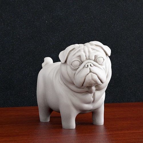 Pug dog 2 3D model 3D printable | CGTrader