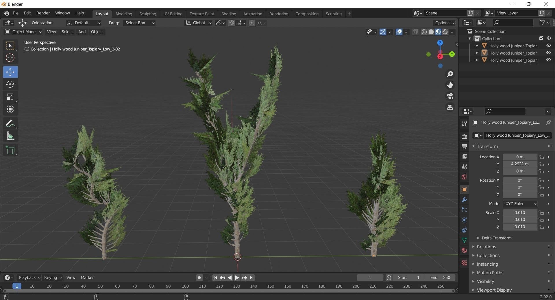 3D model Holly wood Juniper tree collection 27 trees Models in the ...