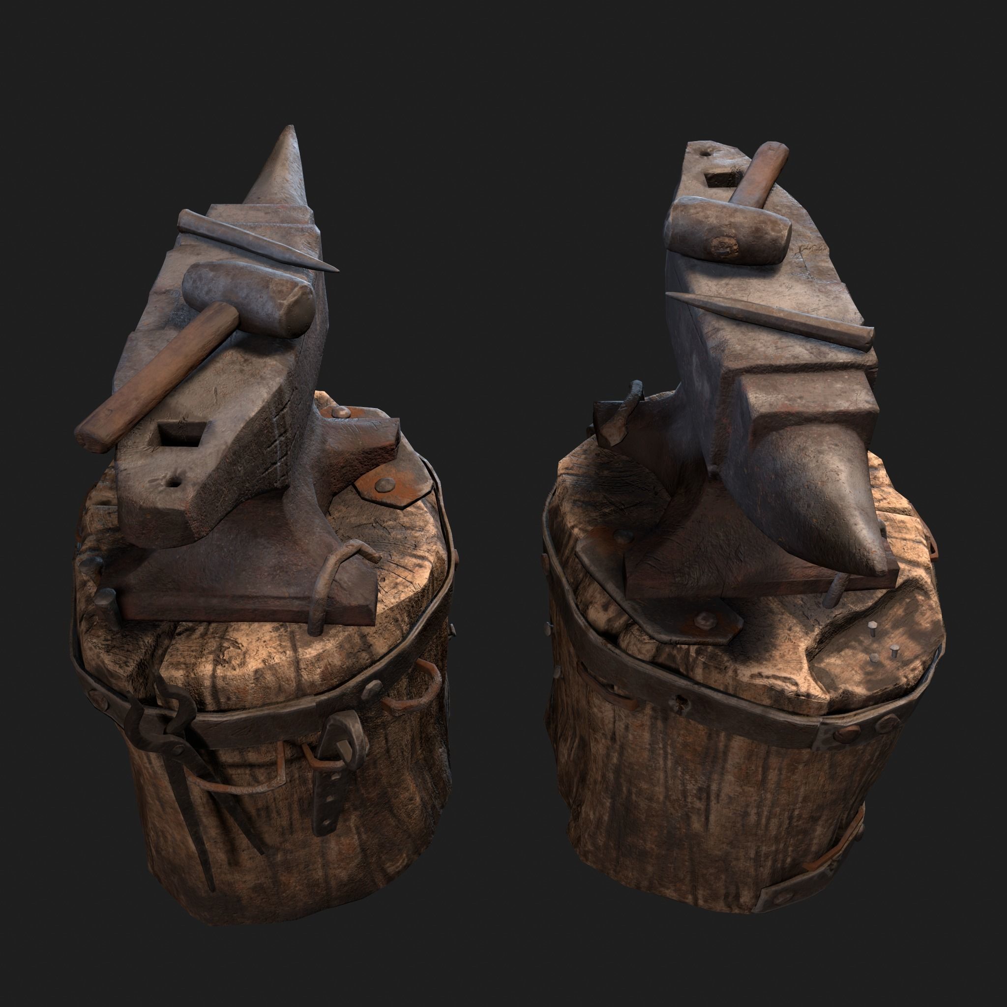 3D model Medieval Blacksmith Anvil Set VR / AR / low-poly | CGTrader