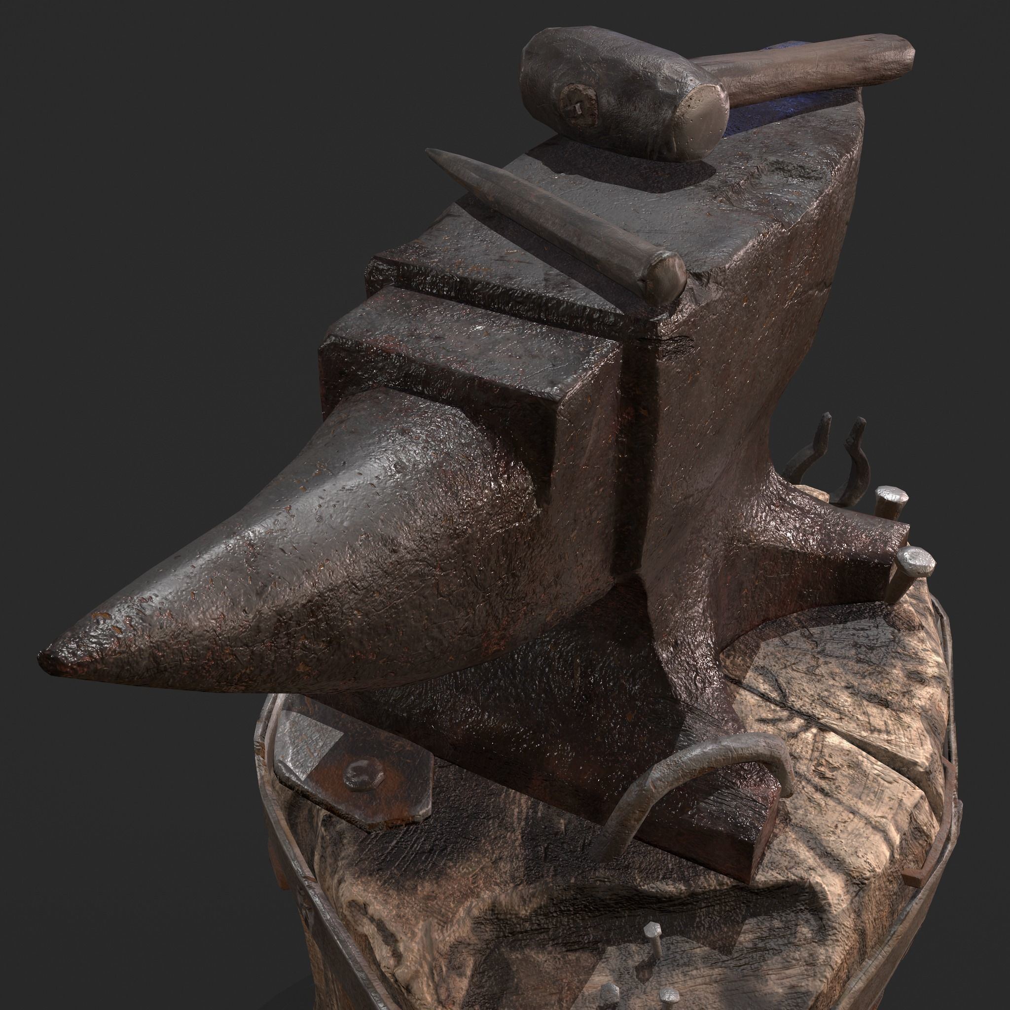 3D model Medieval Blacksmith Anvil Set VR / AR / low-poly | CGTrader