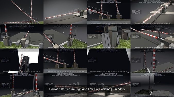 3D Model Collection Railroad Barrier 7m High and Low-Poly Version VR ...