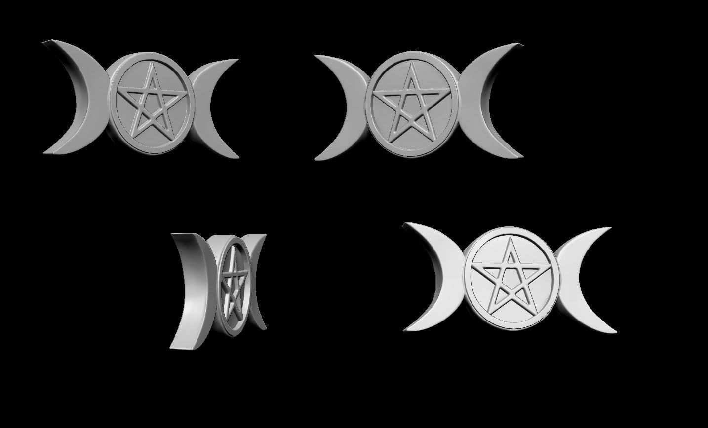 Triple Goddess Symbol Triluna 3D model 3D printable | CGTrader