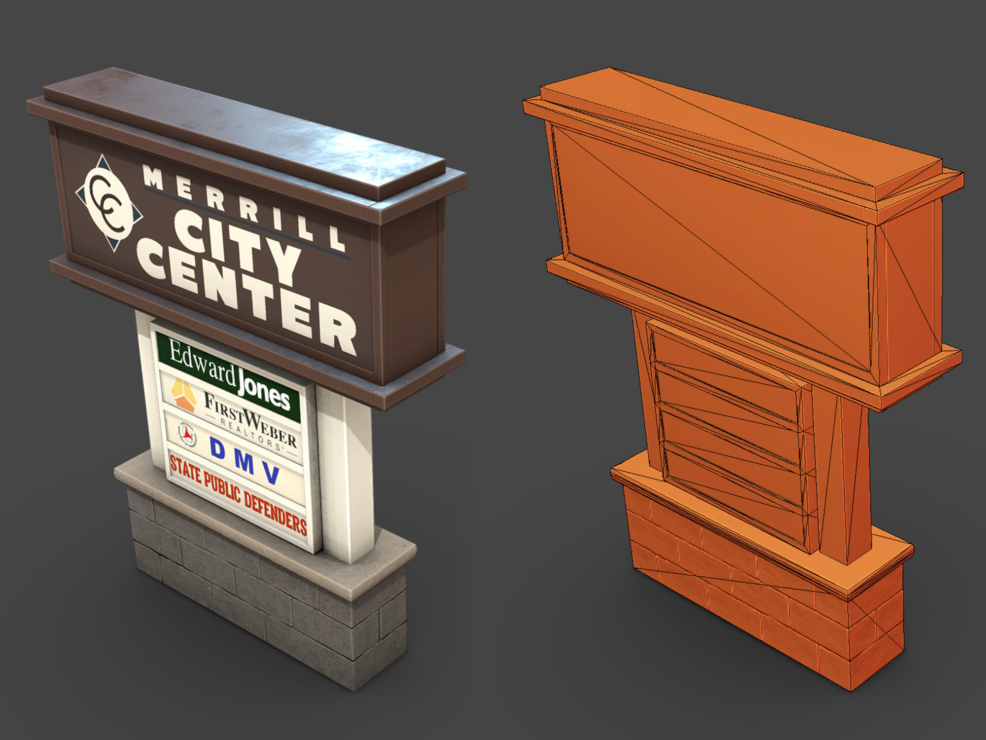 3D model City Center Sign VR / AR / low-poly | CGTrader