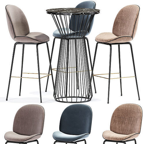 Gucci Bar Stool And Table 2 3D model | CGTrader