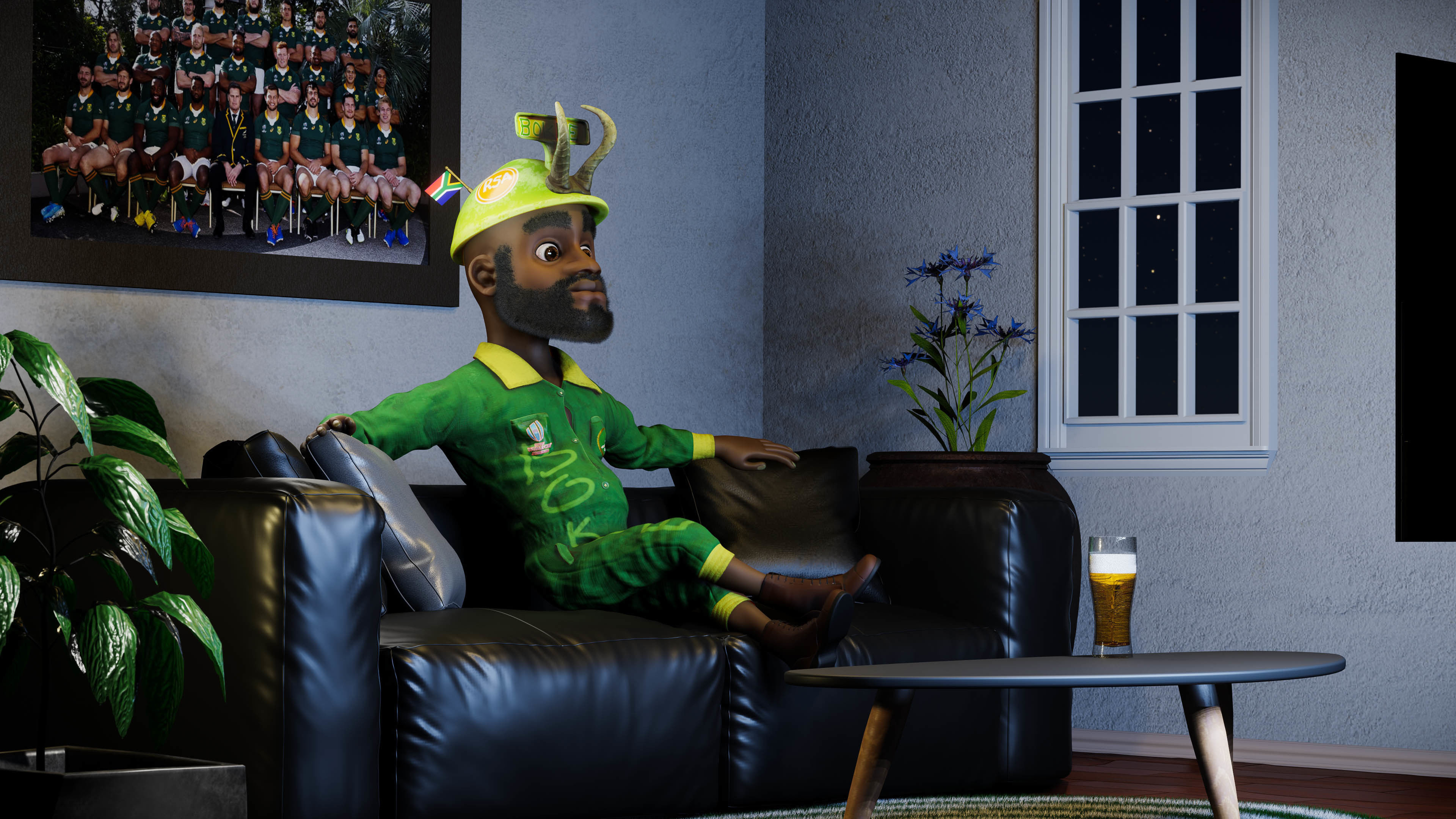 Sipho the Springboks fan rigged 3D model rigged | CGTrader