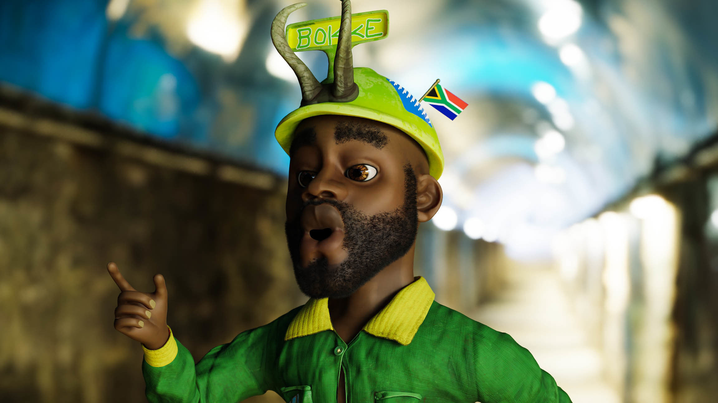 Sipho the Springboks fan rigged 3D model rigged | CGTrader
