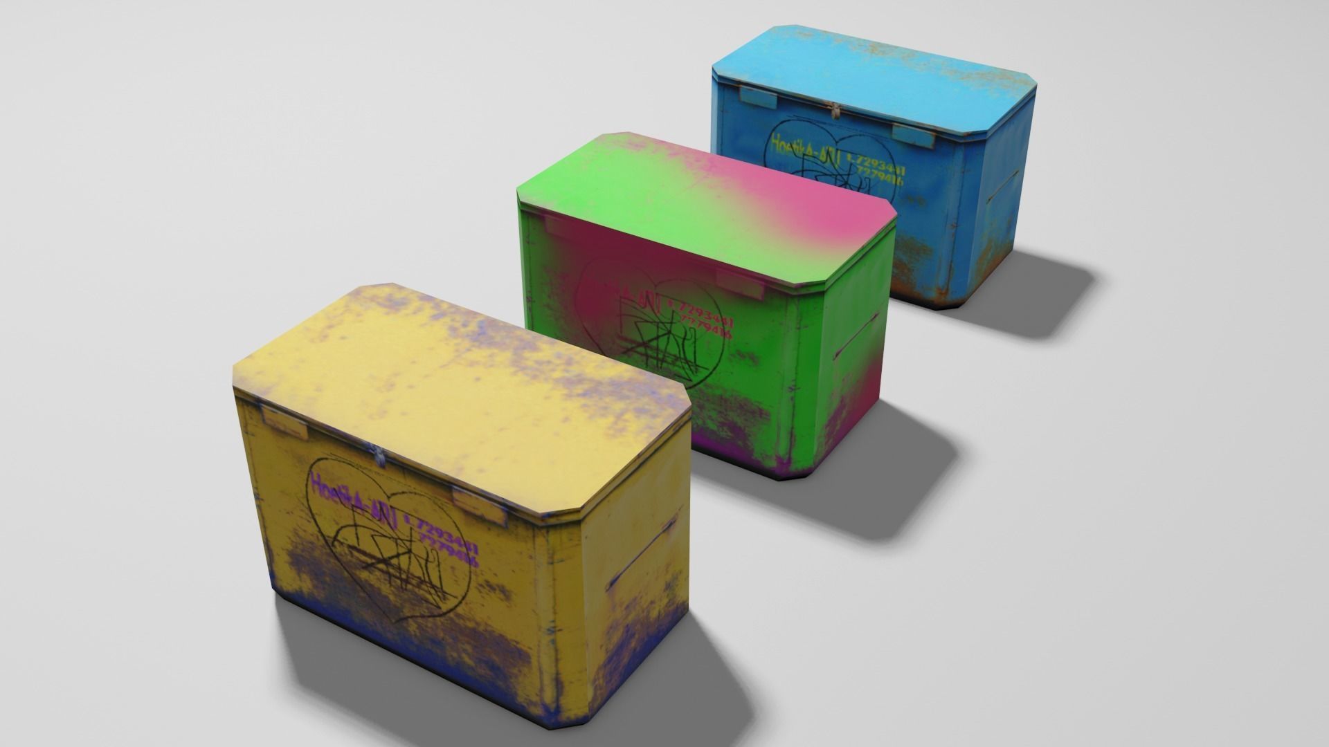 3D model Three Trash Containers VR / AR / low-poly | CGTrader