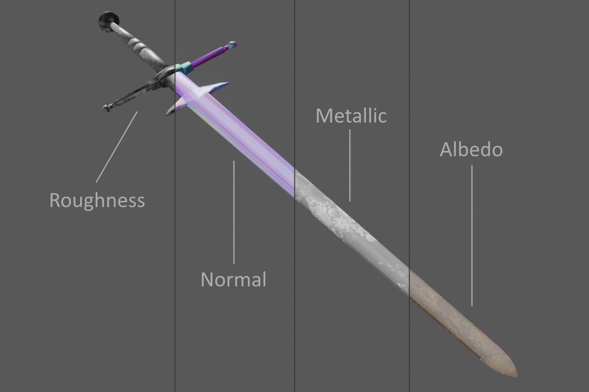 3D model lowpoly rusted great sword - zweihander -PBR VR / AR / low ...