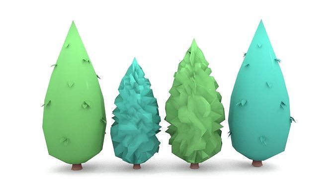 3D model Low poly Stylized cypress collection VR / AR / low-poly | CGTrader