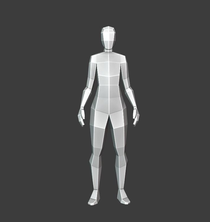 3D model 4 low poly character base meshes 2 male 2 female VR / AR / low ...