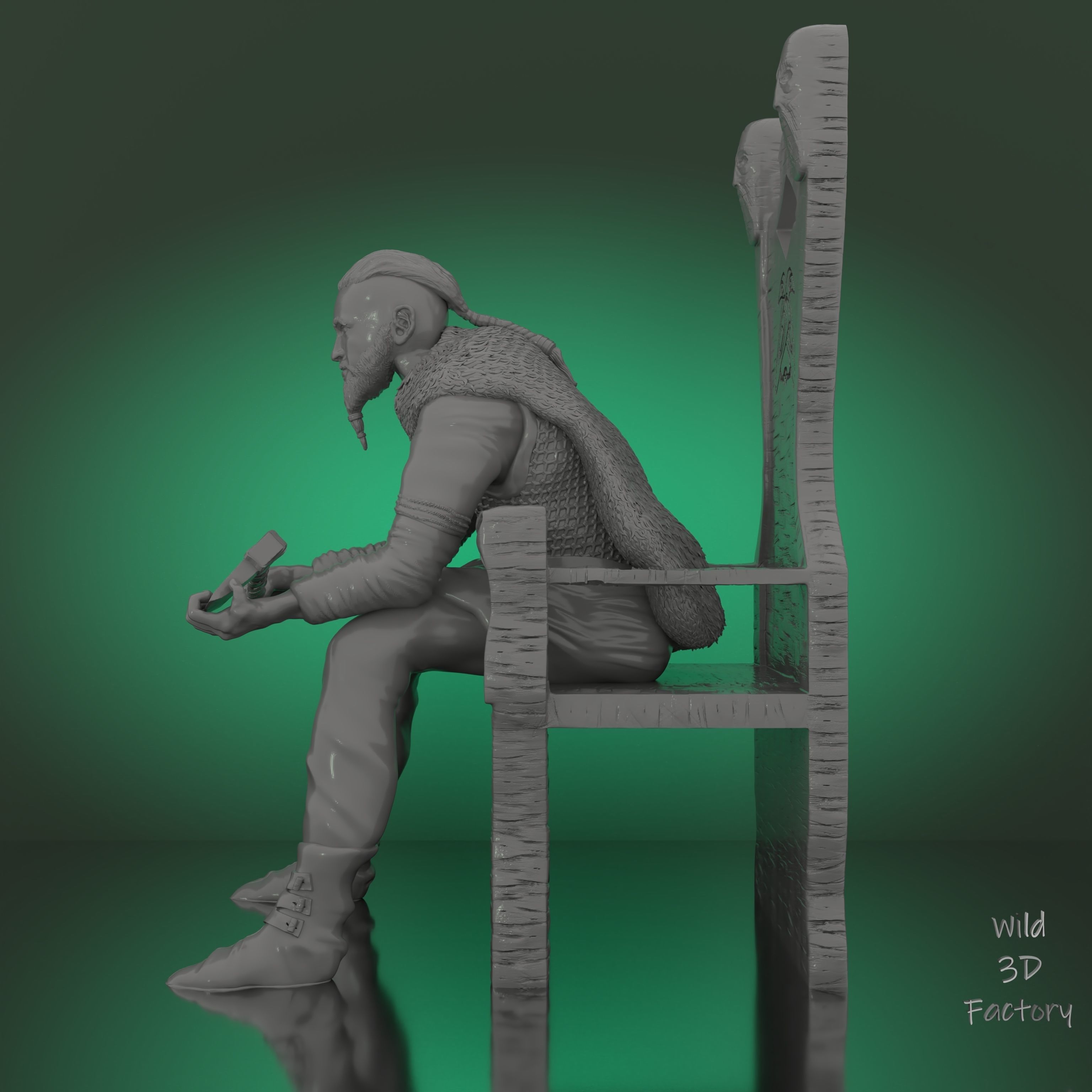 King Ragnar Lothbrook Throne Historical Viking 3D Model Print 3D model ...