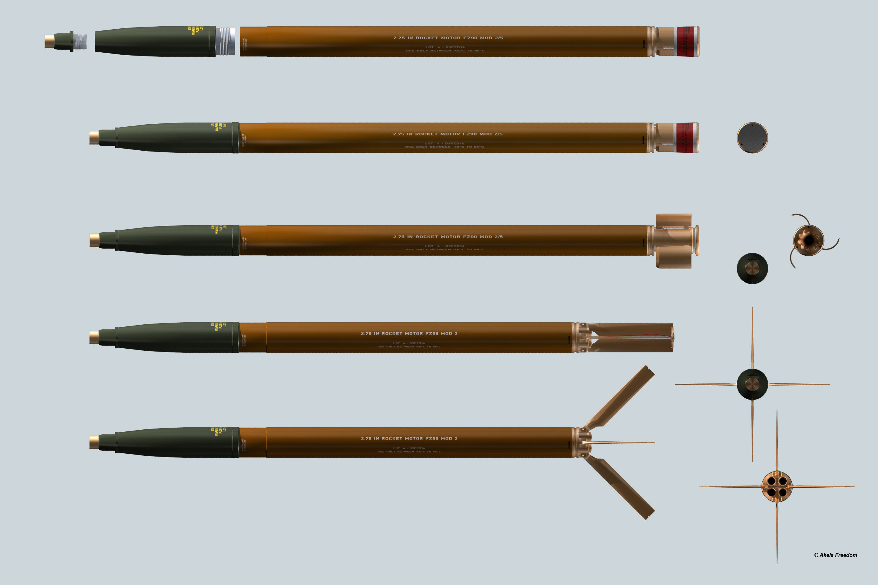 FZ Unguided Rockets 3D model animated | CGTrader