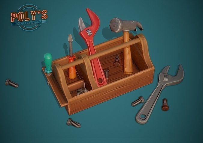3D model Toolbox and tools - Stylized Low Poly VR / AR / low-poly ...