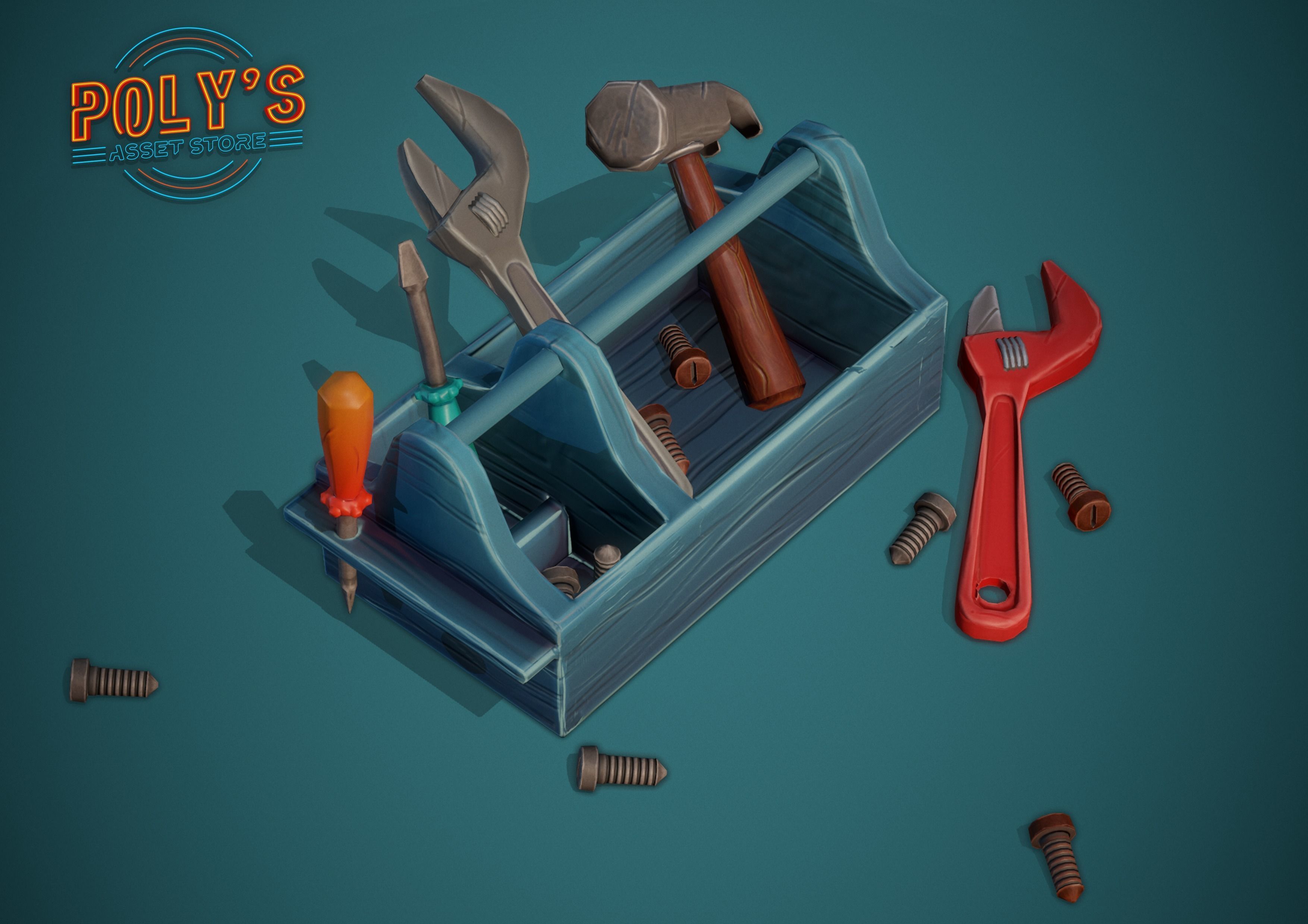 3D model Toolbox and tools - Stylized Low Poly VR / AR / low-poly ...