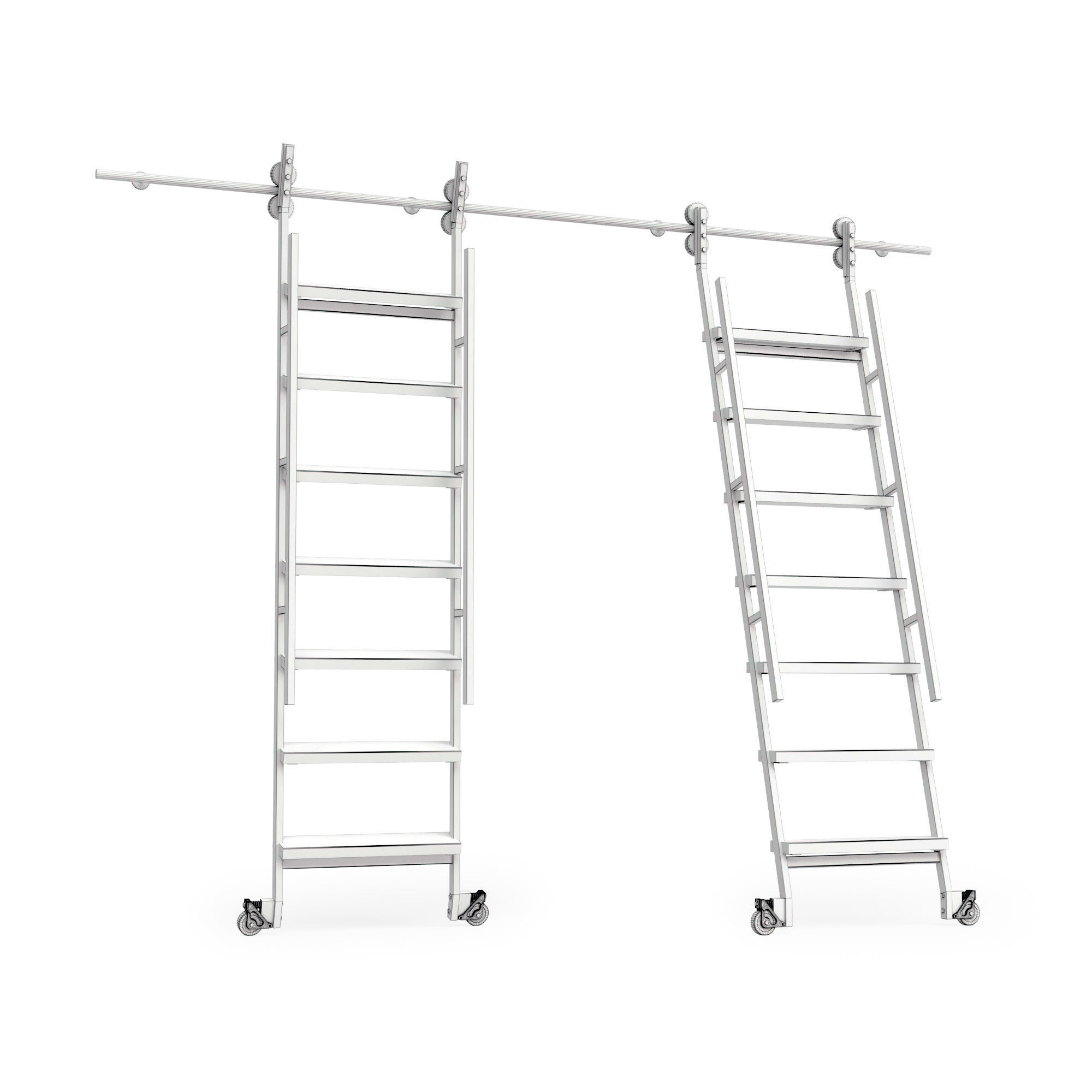 Animated sliding ladder MWE Industrieleiter 3D model | CGTrader