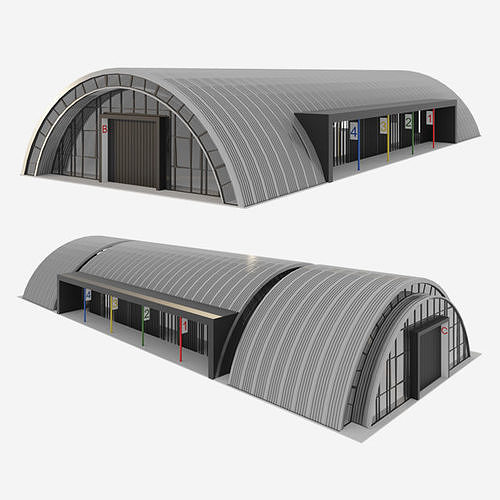 angar building with arched roof 3D model | CGTrader