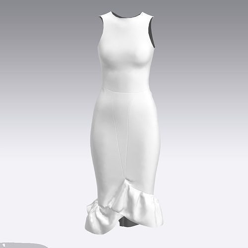 RUFFLED DRESS 3D model | CGTrader