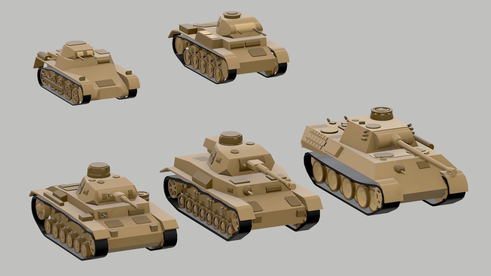 3D model Set of low poly tanks VR / AR / low-poly | CGTrader