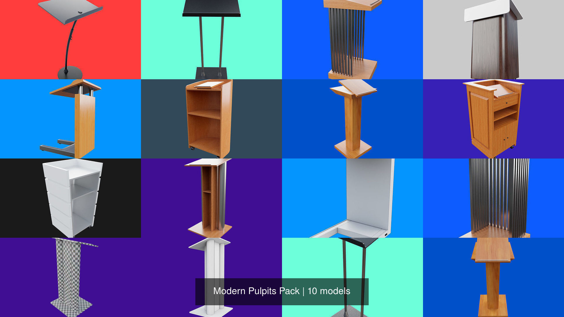 3D Model Collection Modern Pulpits Pack VR / AR / low-poly | CGTrader