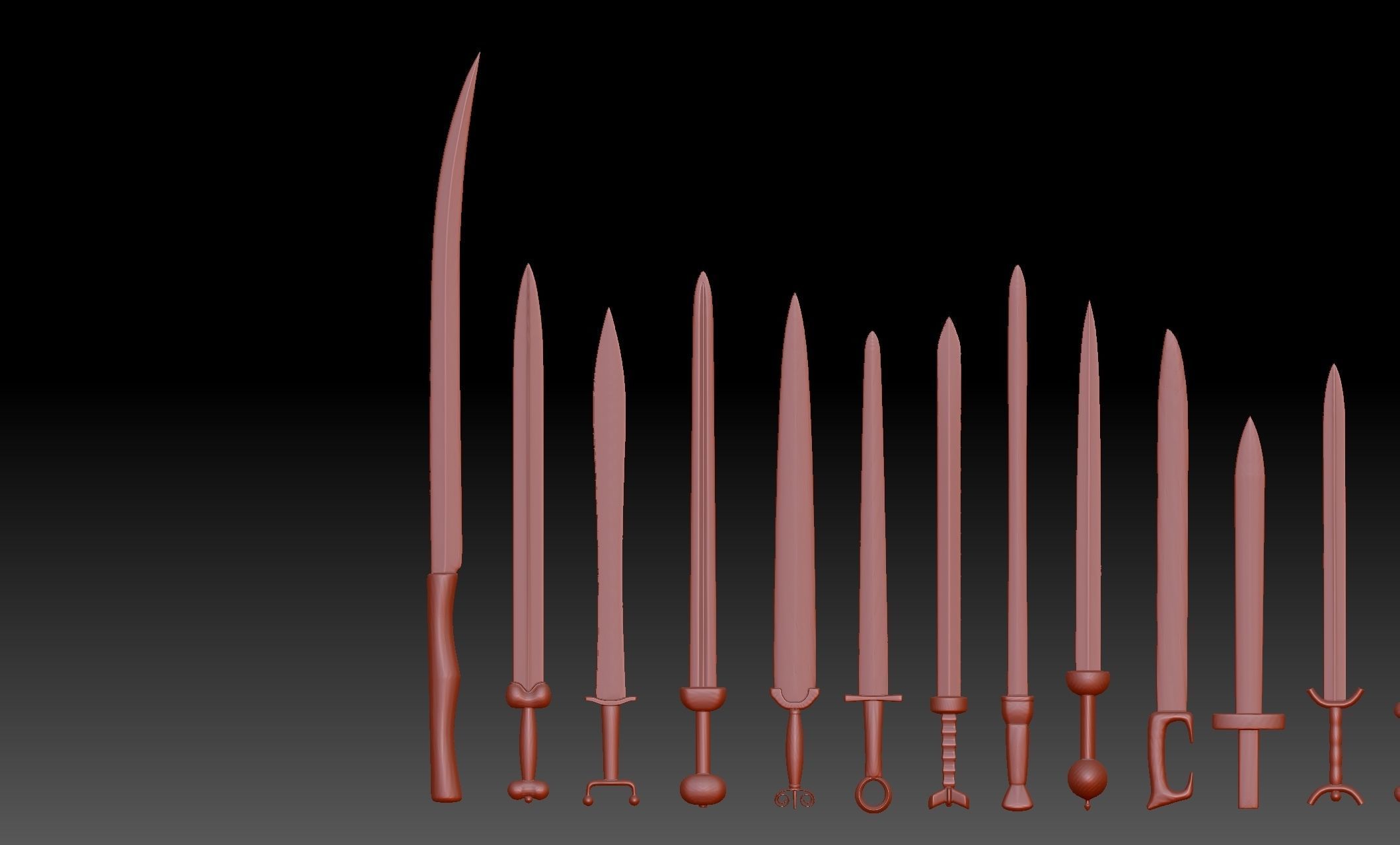 25 Swords Knives collection Medieval Roman Ancient melee weapons 3D ...