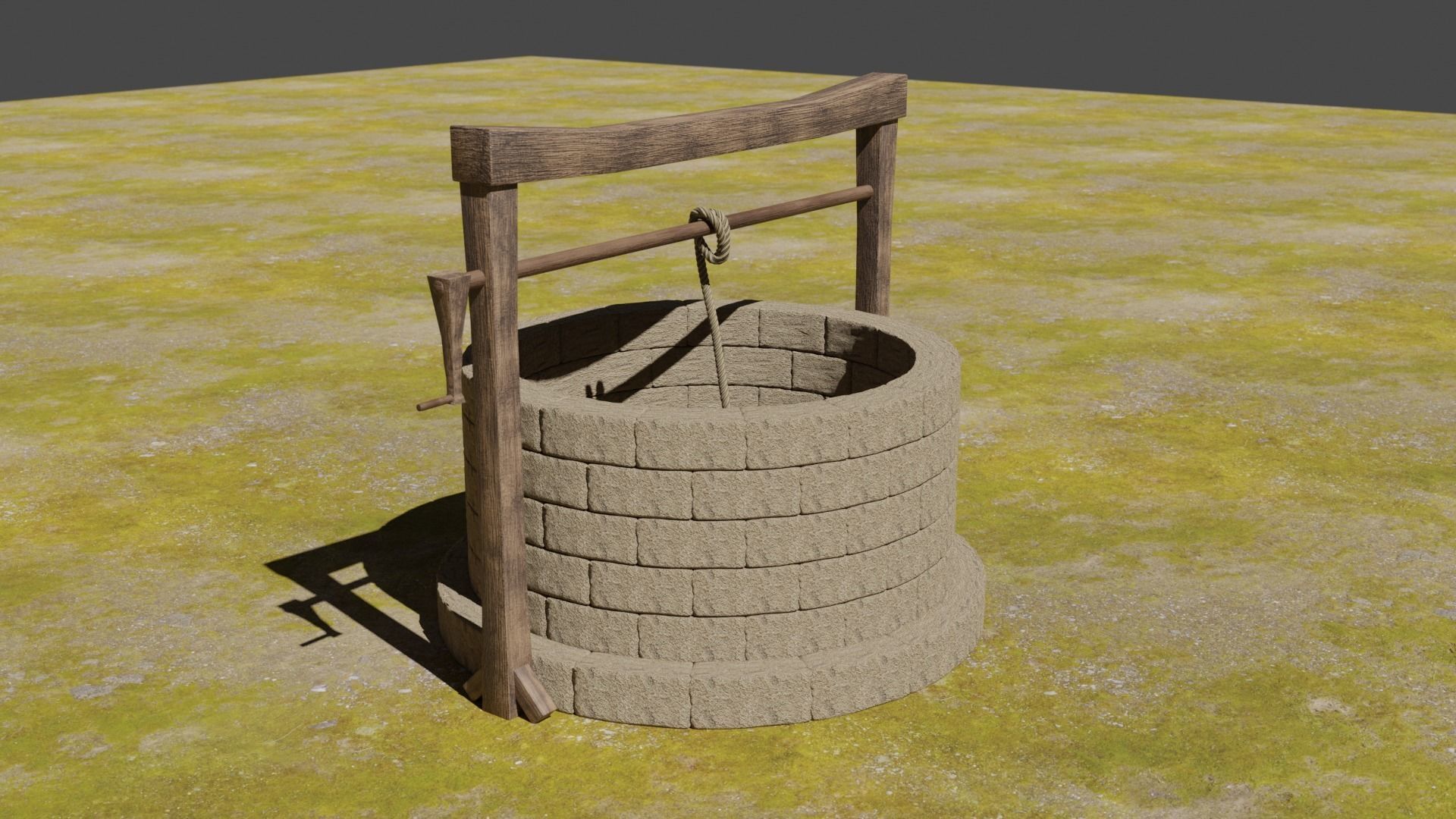 3D model Well 3D model water in middle of field VR / AR / low-poly ...