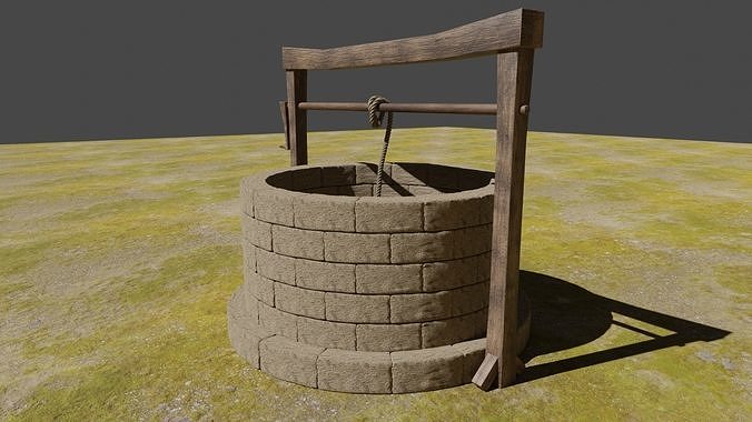 3D model Well 3D model water in middle of field VR / AR / low-poly ...