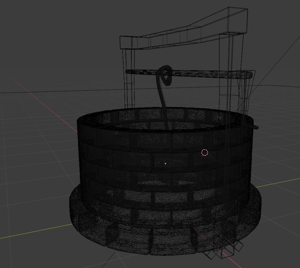 3D model Well 3D model water in middle of field VR / AR / low-poly ...