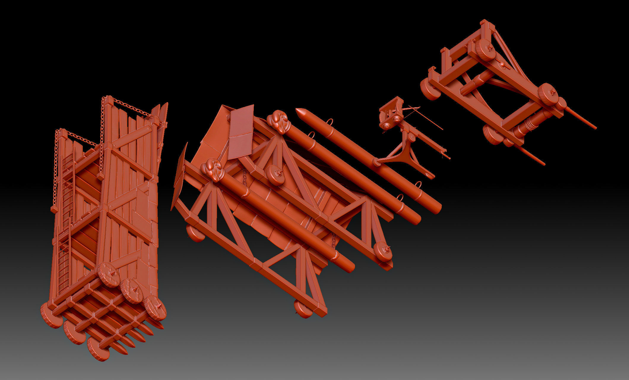7 Medieval and Roman War Machines Siege Weapons collection 3D model 3D ...