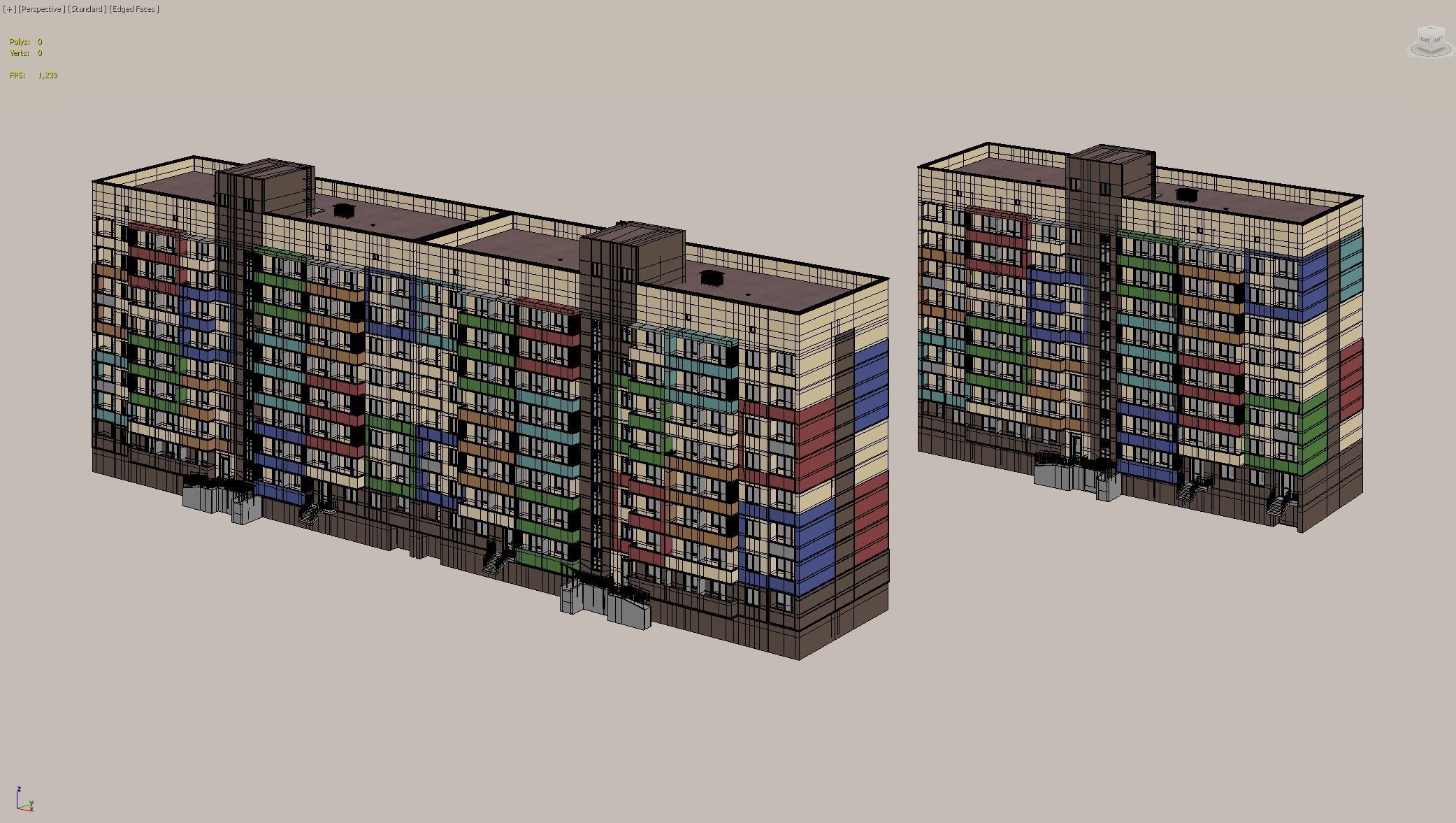 Two eight-story residential city buildings 3D model | CGTrader