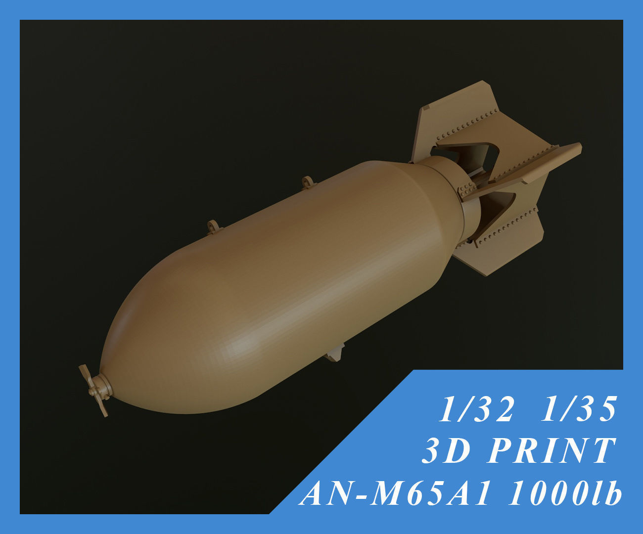 US GP BOMB AN-M65A1 1000LB 1-32 1-35 3D model 3D printable | CGTrader