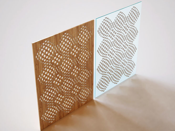 Partition wooden panel with laser cut pattern 3D model | CGTrader