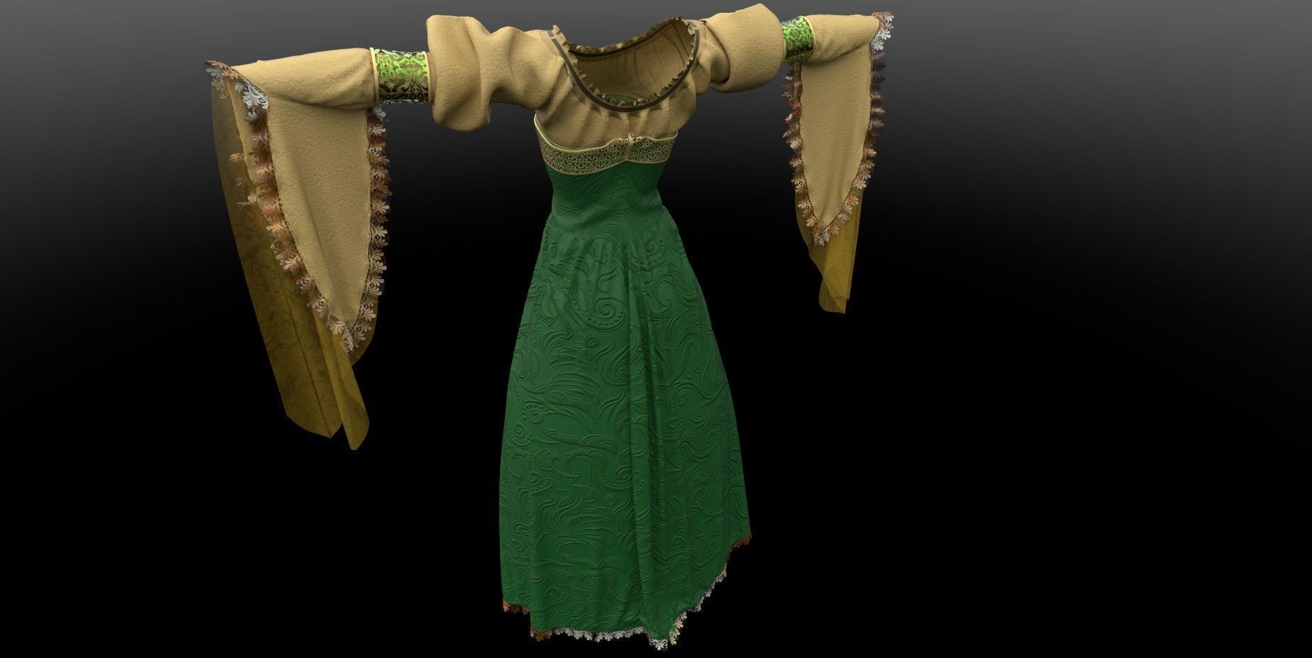 Medieval Renaissance Courtesan Dress 3D model rigged | CGTrader