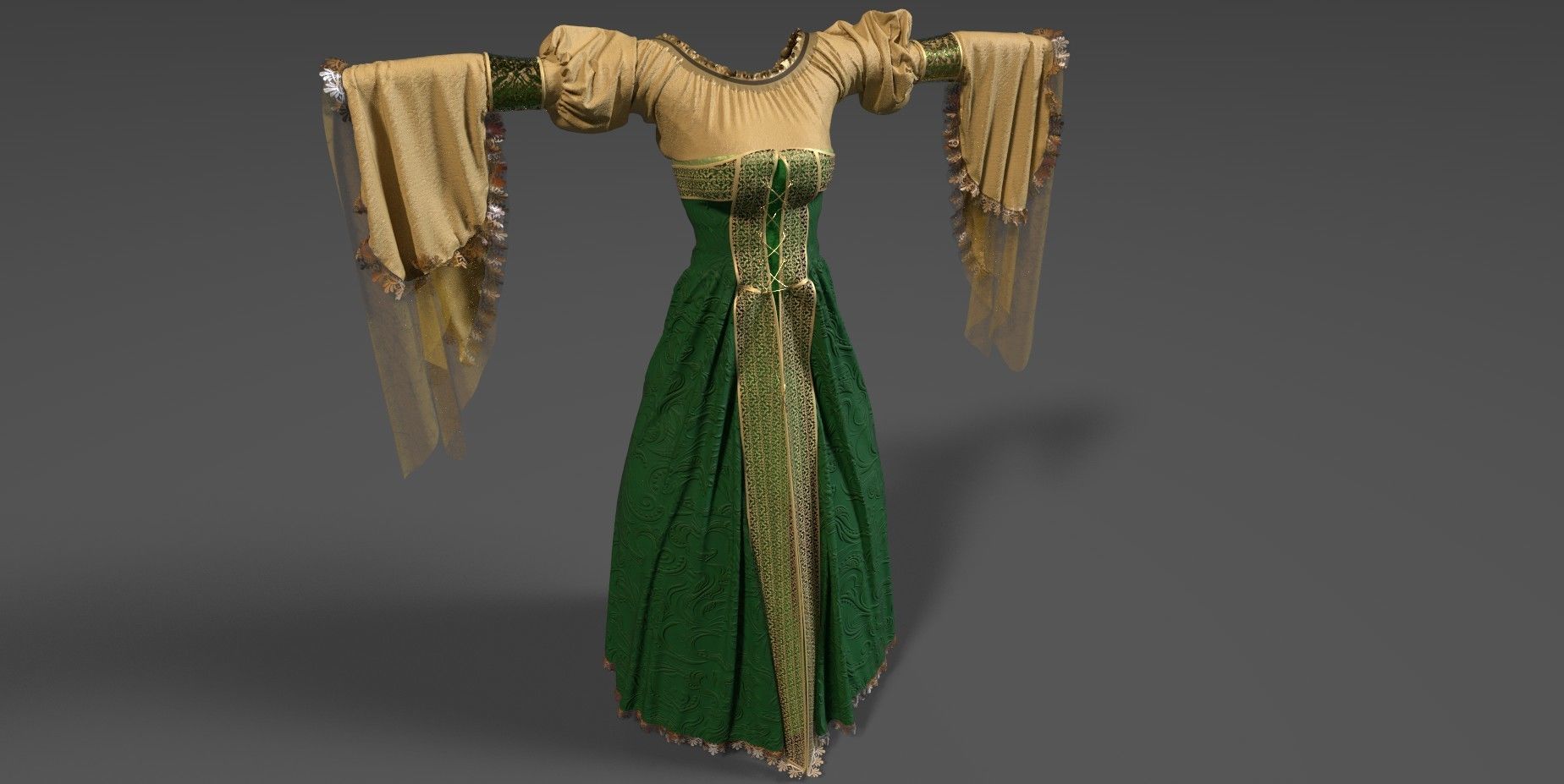 Medieval Renaissance Courtesan Dress 3D model rigged | CGTrader
