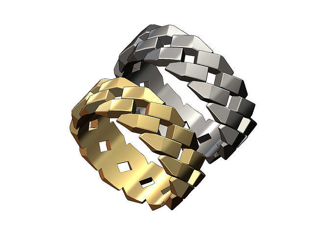 Geometric chain link band US size 5to13 3D model 3D printable | CGTrader