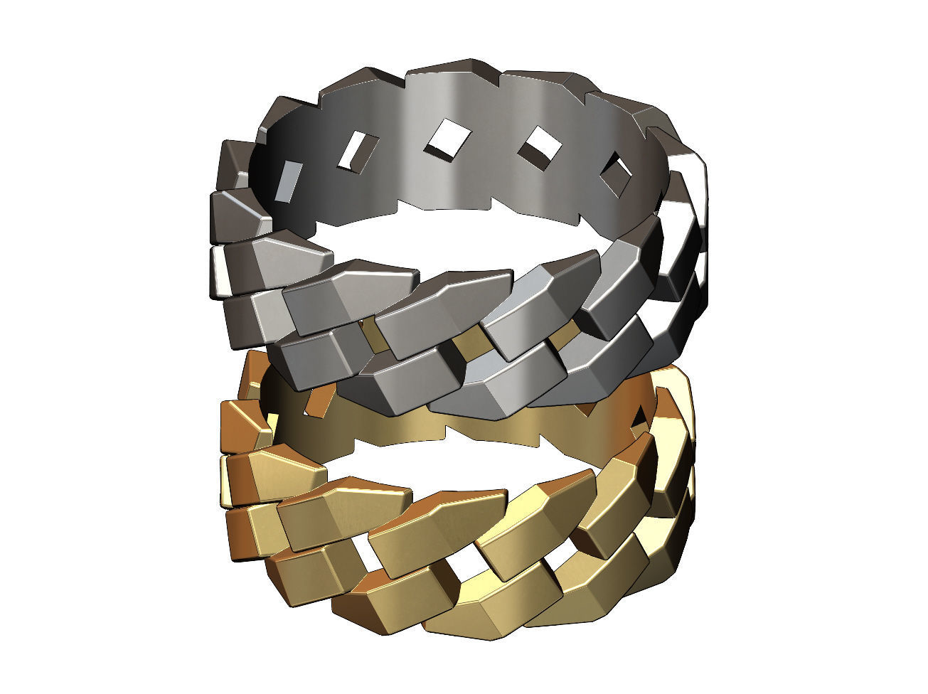 Geometric chain link band US size 5to13 3D model 3D printable | CGTrader