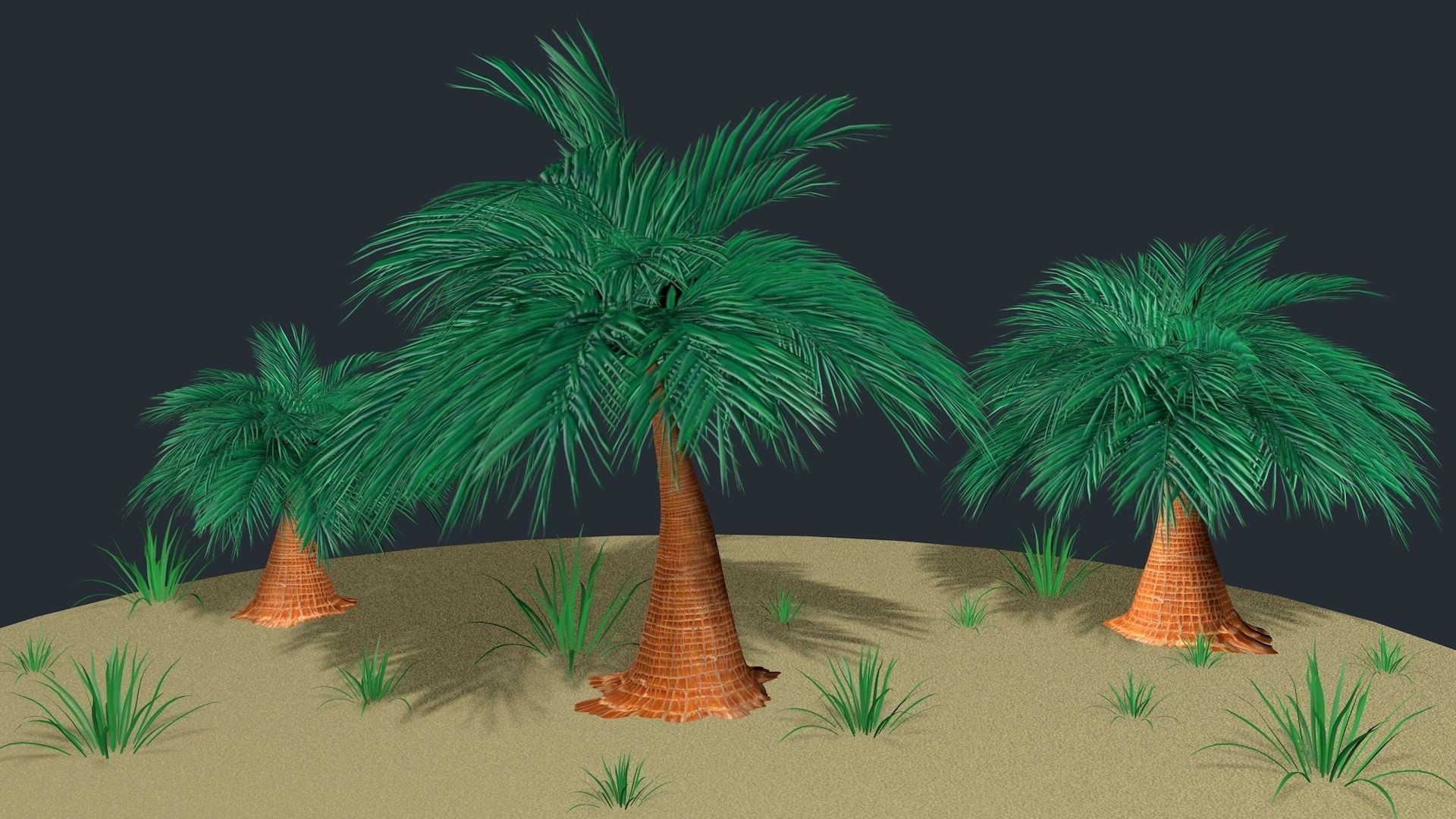 Three palms cartoon low poly 3D model | CGTrader