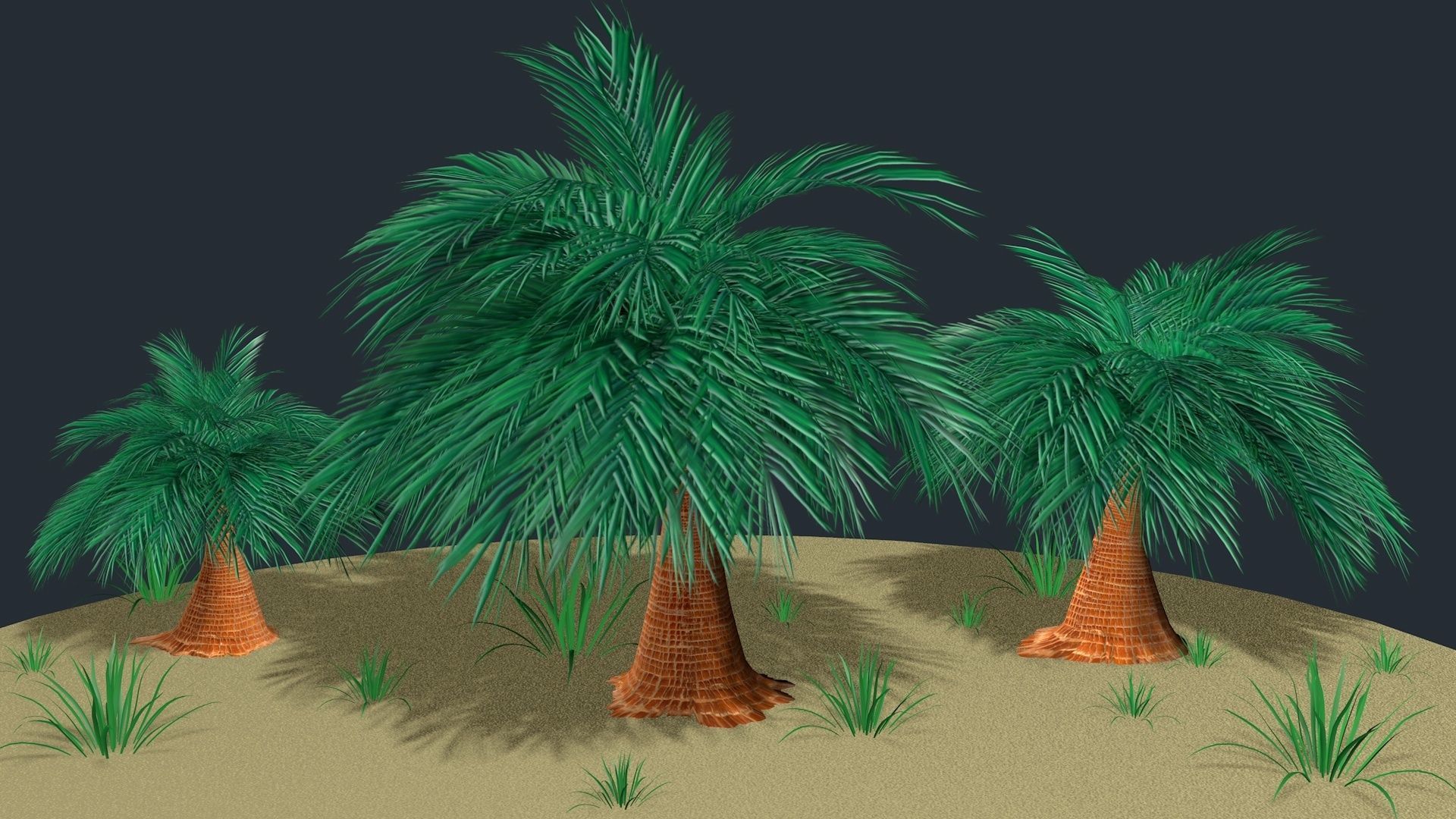 Three palms cartoon low poly 3D model | CGTrader