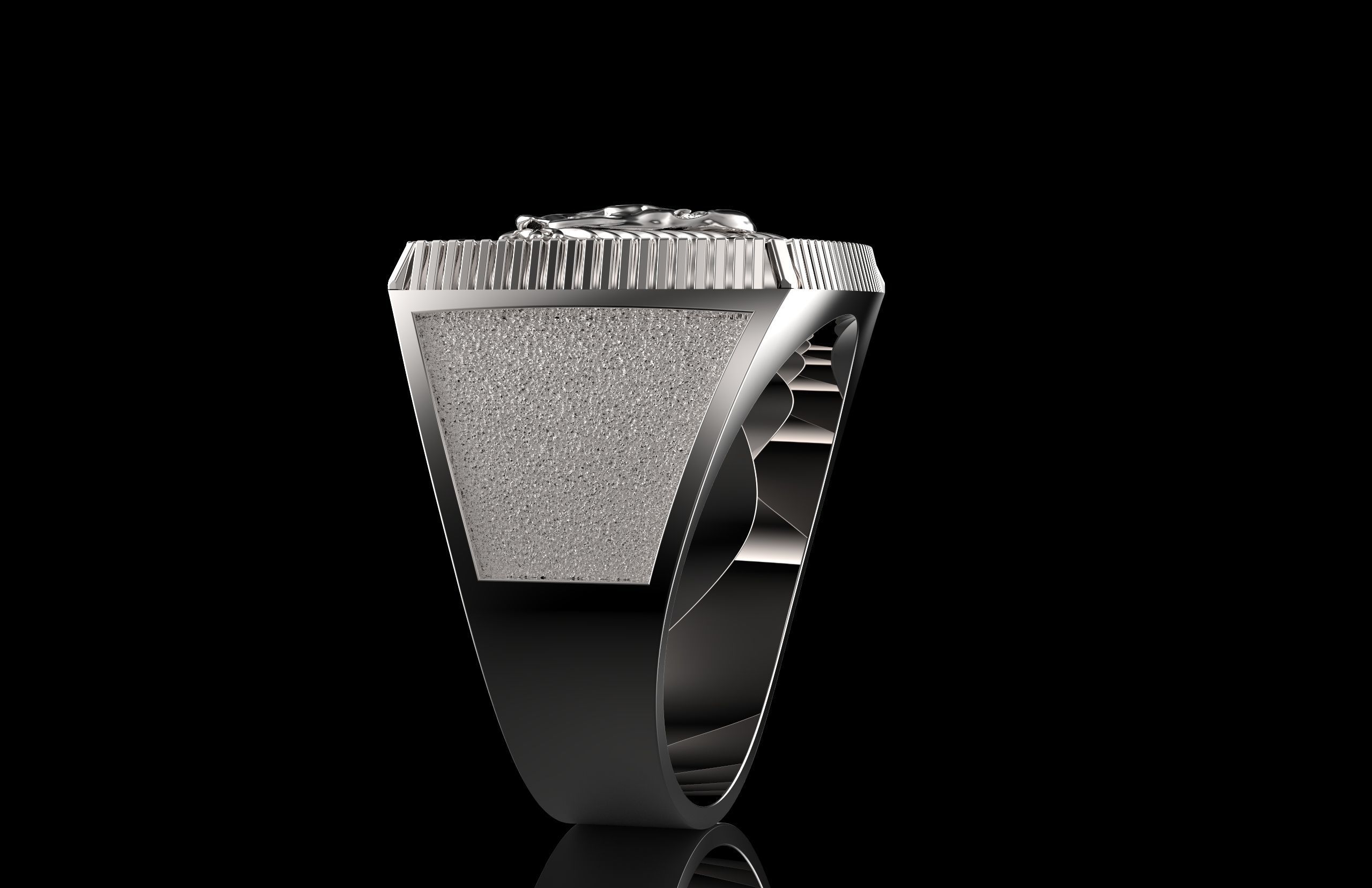 Signet Jewelry Ring with Lion 3D print model STL OBJ 3D model 3D ...