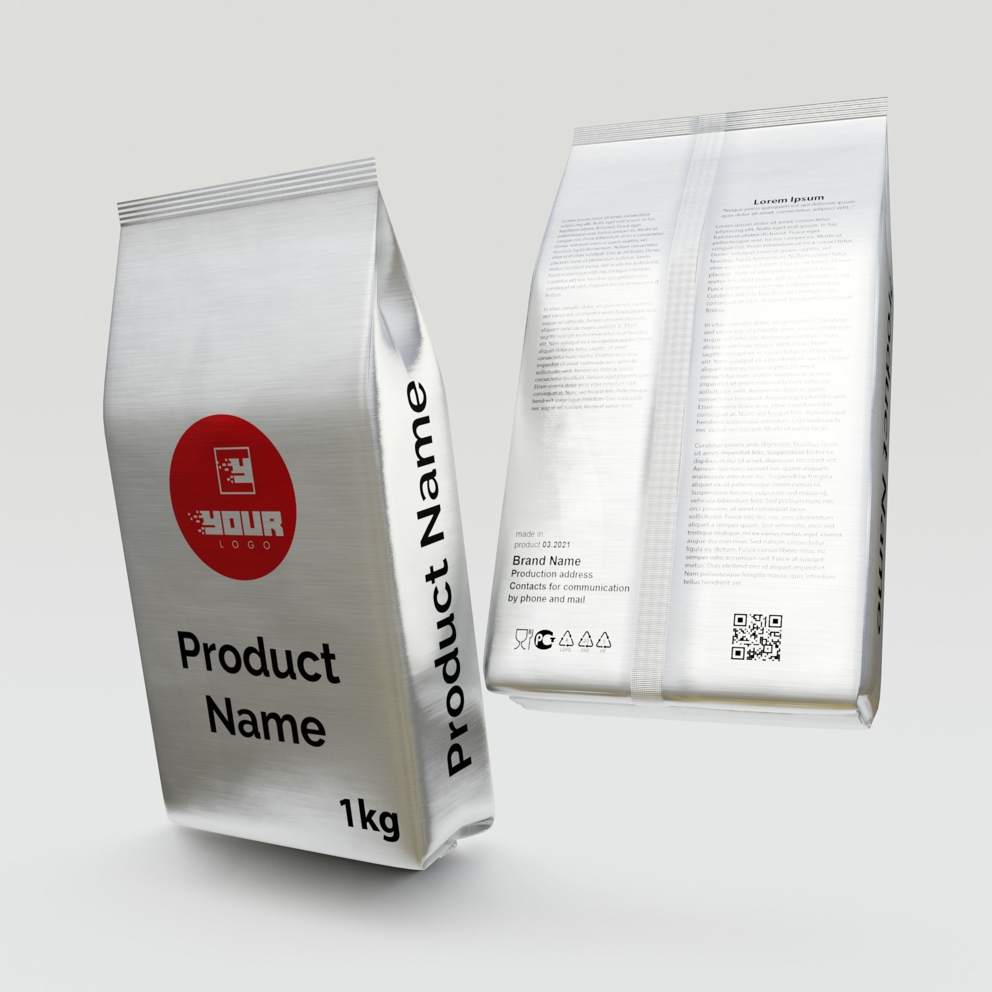 Plastic bag packing flat bottom 3D model | CGTrader