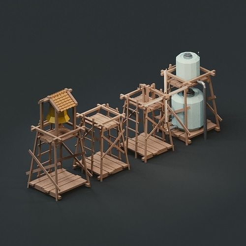 Low Poly Tower wooden ladder free VR / AR / low-poly 3D model | CGTrader